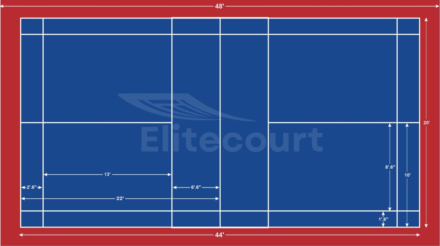 Badminton Court Size in Square Feet - Elitecourt